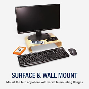 Compact 4-Port USB 3.2 Gen 1 Mini High-Power Hub w/Power Adapter, Port Status LEDs, 5 Gbps Data, Surface Mountable