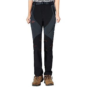 Rdruko Women's Snow Pants Waterproof Insulated Fleece Thermal Ski Hiking Snowboard Pants(Black, US S)