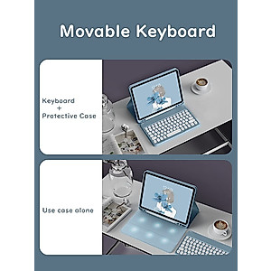 HENGHUI Keyboard Case for Galaxy Tab S6 Lite 10.4 inch Keyboard Case Cute Round Key Color Keyboard Wireless Detachable BT Keyboard Cover with S Pen Holder (Pink)