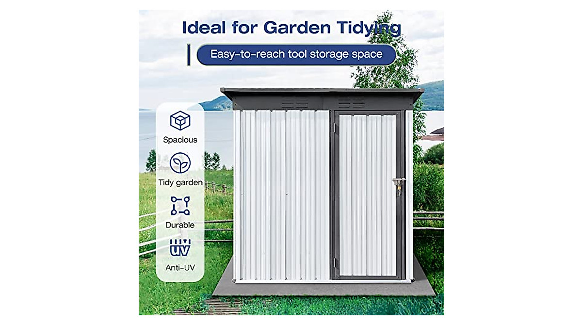 Lyromix 5x3 Outdoor Storage Shed - Waterproof Steel Utility Closet
