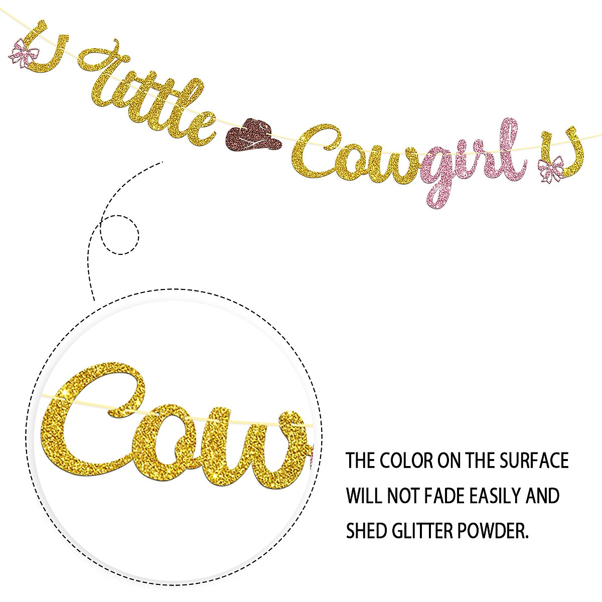 Little Cowgirl Banner - Western Cowboy One 1st Birthday Banner for Little Girl Gender Reveal Welcome Baby Girl Birthday Party Decorations