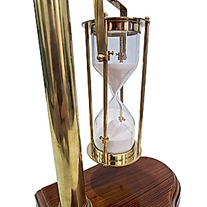 Vintage Hanging Sand Timer with Wooden Stand Nautical Hourglass Desktop Accessory Old Sand Clock Table Decor Antique Nautical Home Decor