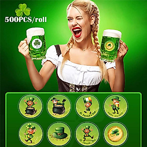 St. Patrick's Day Stickers Roll Shamrock Label Stickers DIY Gift Boxes Seal Labels Packaging Clover Sticker Irish Festival Party Deco Crafts Supplies(500 Pieces)
