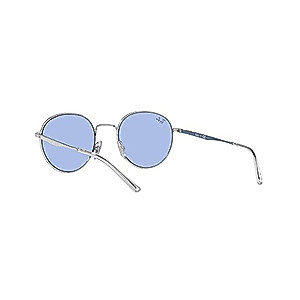 Ray-Ban RB3681 Round Sunglasses, Silver/Blue, 50 mm
