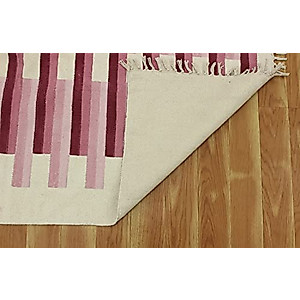 Casavani Hand Block Printed Boho Area Rug Hand Made Striped Tassel Rug Cotton Easy Washable Rugs Floor Carpet for Doormat Entryway Living Room Bedroom Hallway Balcony 10x16 Feet