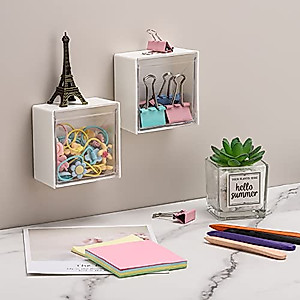 Tecbeauty 2PCS Cotton Pads Holder Dispenser, Wall Mounted Cotton Ball Organizers and Storage Box Cotton Rounds Jar Containers for Cotton Ball, Floss, Hairpin, Rubber Band, Clip（3.35in x1.8in x3.35in）