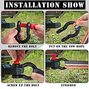 Jamiikury 2 Pcs Shackles 1/2" D Ring Shackle 12 Ton (26,455 lbs) Maximum Break Strength with 5/8" Pin for Tow Strap Winch Off Road Vehicle Recovery