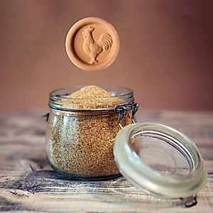 OULLYY 2 Pcs Terracotta Brown Sugar Keeper, Brown Sugar Saver Disc and Softener for Food Storage Containers, Reusable and Food Grade Safe, Roosters