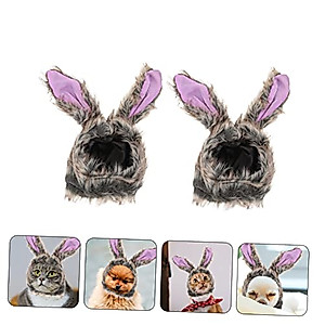 2 pcs Bunny Props Cloth Cosplay Plush Christmas Supplies Dog Clothes Hat Halloween Ear Easter Decorative Costume Headband Kitten Accessory Breathable Accessories Use Headdress