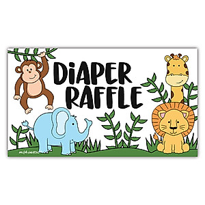 50 Safari Jungle Animals Diaper Raffle Tickets for Baby Shower - Invitation Inserts