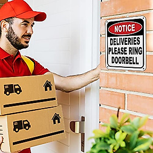Notice Deliveries Please Ring Doorbell Delivery Sign for Delivery Driver -8.5"x10" Delivery Instructions for My Packages - Indoor Outdoor Aluminum Composite