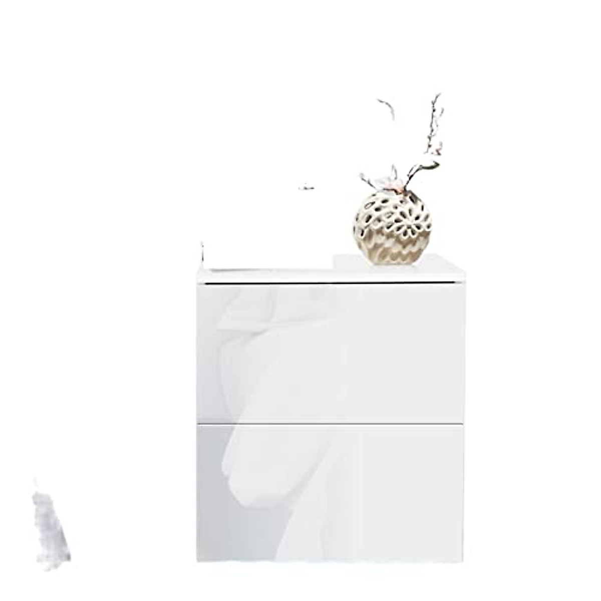 HIGOH Bedside Table Nightstand with 2 Drawer Modern Bedside Table Magazine Cabinet Storage Bedroom Furniture Small Night Table with LED