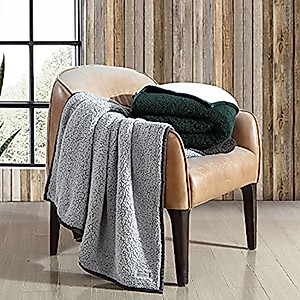 Eddie Bauer - Throw Blanket, Reversible Sherpa Bedding, Medium Weight & Warm Home Decor (Green, Throw)
