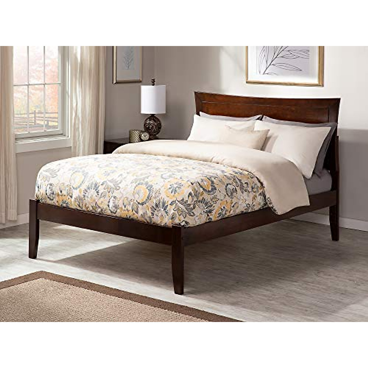 AFI Metro Full Platform Bed with Open Footboard and Turbo Charger in Walnut