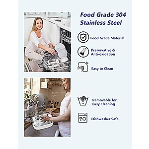 Electric Lunch Box Food Heater, Leak Proof Portable Food Warmer, 3-In-1 Lunch Heating Microwave for Car/Truck/Home, Removable 304 Stainless Steel Container 1.5L, SS Fork & Spoon and Carry Bag, Blue