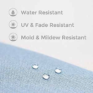 Hofdeco Beach Coastal Indoor Outdoor Pillow Cover ONLY, Water Resistant for Patio Lounge Sofa, Sky Blue Stripes Tassels, 12"x20", Set of 2