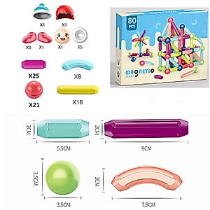 RITONS 80 PCS Magnetic Balls and Rods Building Sticks Blocks Set Educational Magnet Building Blocks Children Stacking Toys Puzzle Magnetic Blocks Creativity STEM Toys for Kids Age 3+