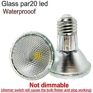 Classic Glass PAR20 LED Daylight Flood Light Bulb,LED Spotlight 8W PAR20(50W-75W Halogen Lamp Equivalent),5000K Bright White Light,E26 Base,120V,Indoor/Outdoor Use,Waterproof IP65 (8 Pack)