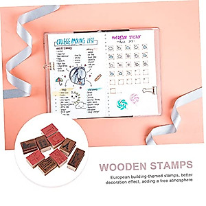 COHEALI 9pcs Retro Wooden Seal Travel Scrapbook Letter Decor Stuff Envelope Stamp Retro Wood Stamper Wooden Scrapbooking Stamps Wooden Brown Xmas Wood Stamps Photo Album Stamps Seal