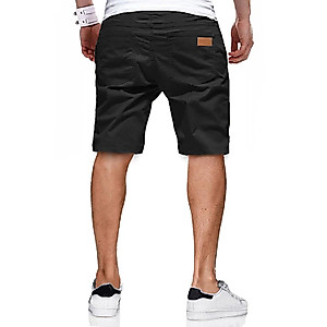 JMIERR Mens Athletic Shorts Casual Cotton Drawstring Summer Beach Twill Chino Dress Golf Workout Gym Running Basketball Shorts, XL, S Black