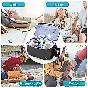 Yarwo Medicine Organizer for Pill Bottle and First Aid Kits, Small Medicine Storage Bag Empty for Emergency Medical Supplies, Ideal for Family, Office, Car, Travel, Outdoor, Camping, Hiking, Black