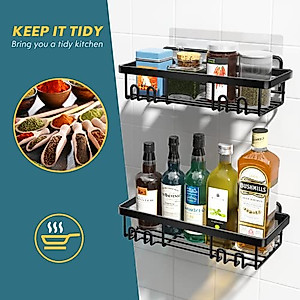 Shower Caddy, Shower Shelf for Inside Shower with 8 hooks, 4 Pack Adhesive Shower Organizer with Soap Holder and Toothbrush Holder,SUS 304 Rustproof Stainless Steel Shower Storage Shower Rack-Black