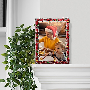LARAINE 5x7 Picture Photo Frame Christmas Metal 2024 Christmas High Definition Glass Display Pictures for Tabletop Home Decorative Holiday Gift (Red, 5x7)