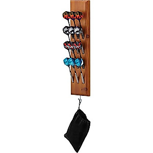 Viper Dart Caddy Solid Wood Wall Mounted Dart Holder / Stand, Displays 4 Sets of Steel or Soft Tip Darts, for all Sisal & Electronic Dartboards, Surrounds & Cabinets, Cinnamon Finish