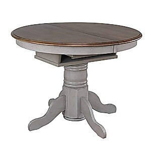 Sunset Trading Country Grove Dining Table, Distressed Light Gray and Medium Walnut