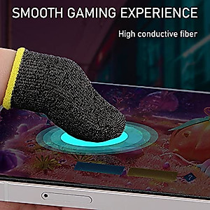 SATINIOR 60 Pieces Gaming Finger Sleeves Mobile Game Controllers Silver Fiber Finger Sleeve Breathable Anti-Sweat Seamless Touchscreen Finger Thumb Sleeve Smooth Finger Protector for Phone Tablet