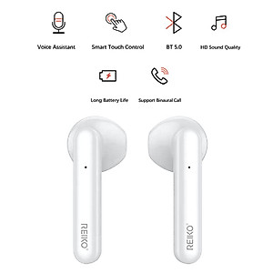 TWS Wireless Bluetooth 5.0 Earbuds with Charging Case for Samsung Galaxy A12, in-Ear Earphones Headset with Mic and Touch Control - White