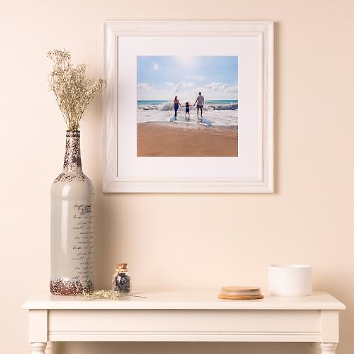 ArtToFrames 16x20 Inch White Picture Frame, This 1.5" Custom Wood Poster Frame is Off White Stain on Solid Wood, for Your Art or Photos, WOM0066-78238-YWHT-16x20