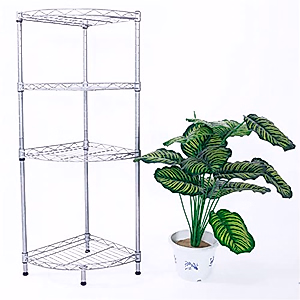 Tuklye 4 Tier Corner Storage Shelves Wire Shelving Unit Metal Shelf Steel Storage Rack for Laundry Bathroom Kitchen Pantry Closet 11.81" L x 11.81" W x 35.43" H