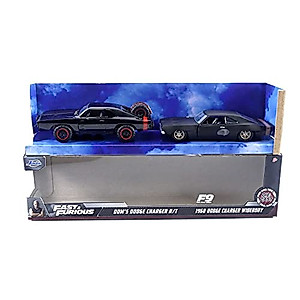 Fast & Furious 1:32 Dom's Dodge Charger & 1968 Dodge Charger Widebody Die-cast Car Twin Pack, Toys for Kids and Adults