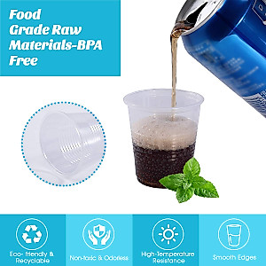 Turbo Bee 500 Pack 5 OZ Clear Plastic Cups，Disposable Mouthwash Cups,5 Ounce Cups-Party Cups Ideal for Whiskey, Drinking Tasting, Food Samples