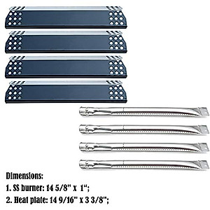 Direct Store Parts Kit DG142 Replacement 14 5/8 inch Burner for Sunbeam,Nexgrill,Grill Master 720-0697 Gas Grill Burners,Heat Plates (Stainless Steel Burner + Porcelain Steel Heat Plate)