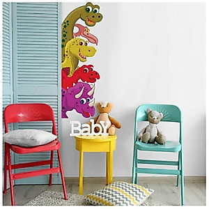 Dinosaurs Behind The Door Decals Dinosaur Wall Decals Peel & Stick Removable Stickers for Children Kids Bedroom Living Room Mural Wall Art