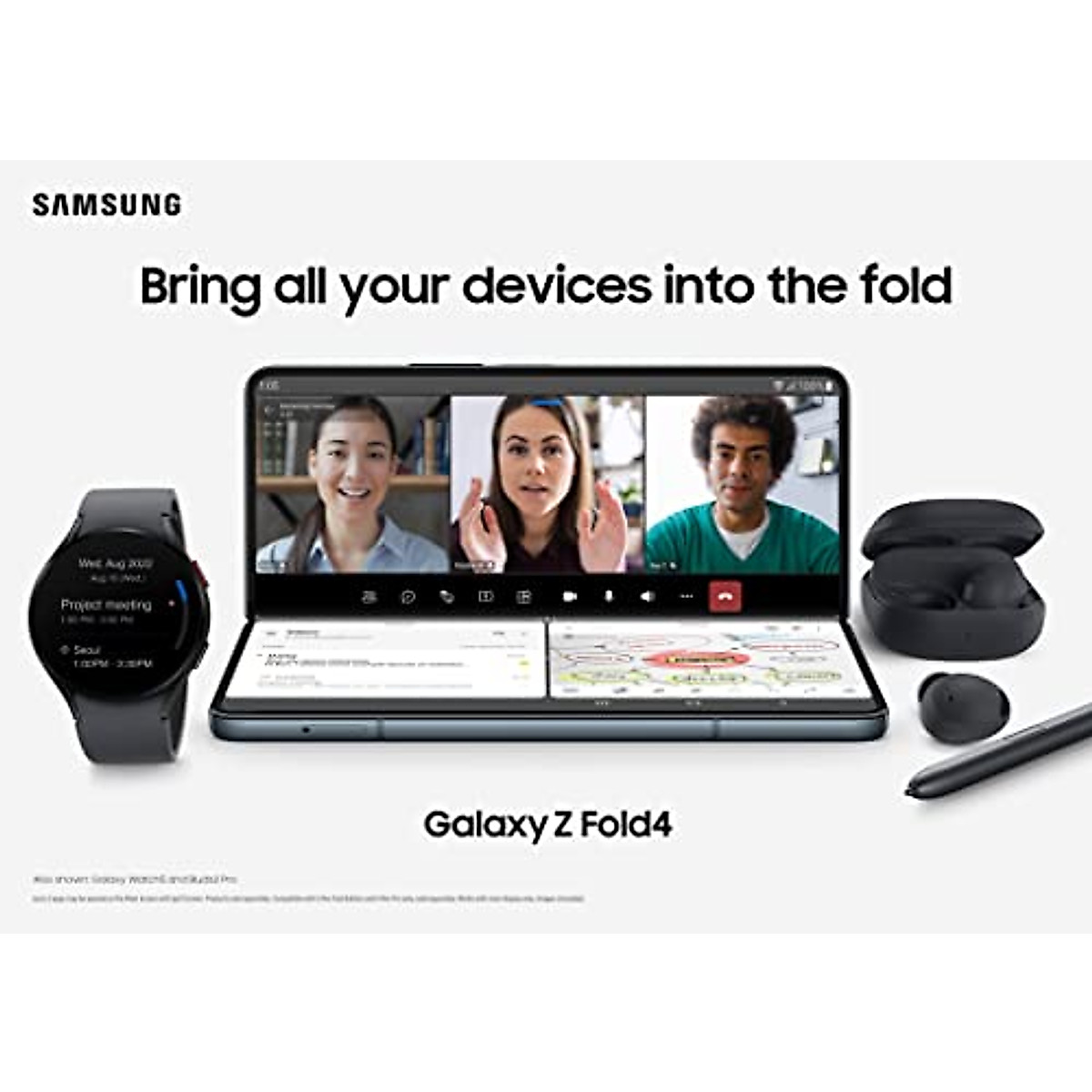 SAMSUNG Galaxy Z Fold 4 Cell Phone, Factory Unlocked Android Smartphone, 512GB, Flex Mode, Hands Free Video, Multi Window View, Foldable Display, S Pen Compatible, US Version, Phantom Black