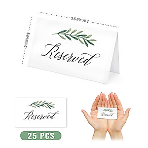 25 Greenery VIP Reserved Sign Tent Place Cards For Table at Restaurant, Wedding Reception, Church, Business Office Board Meeting, Holiday Christmas Party, Printed Seating Reservation Accessories Seat
