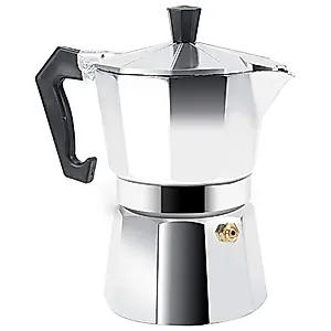 Zyyini Moka Pot, Aluminum Metal Octagonal Espresso Coffee Maker, Sturdy and Durable Stovetop Coffee Pot for Kitchen, Hotel and Office Use (150ML 3cups)