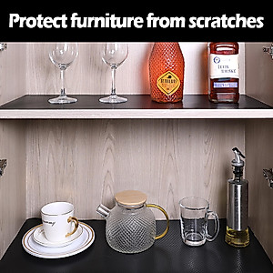 Pantry Shelf Liners for Wire Shelving - Thick Shelf Liner Roll 14 INCH x 15 FEET, EVA Waterproof Janeart Kitchen Liner, Non-Adhesive Cabinet Liner, Easy to Trim Durable Drawer Liner (Black)