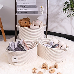 Laughbird Storage Box|Fabric Storage Basket Used to Organize The Shelf of Closet Shelf Baby Toys|Decorative Medium Woven Linen Closet Organizer, With Handle Cube (white, 3bags)