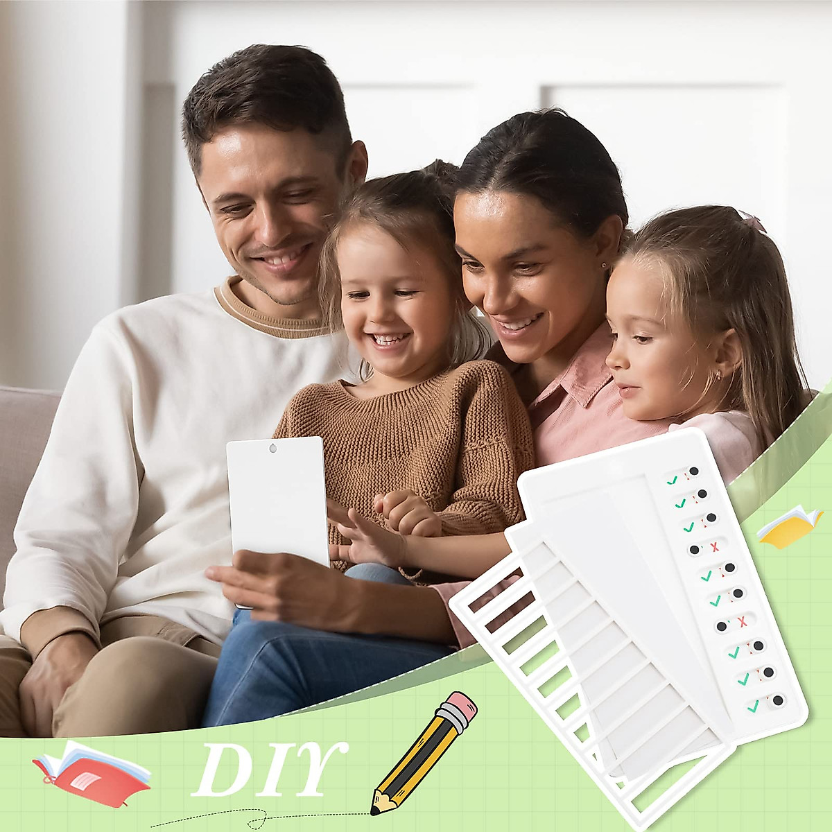 4 Pcs Blank Chore Chart for Kids, Plastic Checklist Board with 8 Detachable Cardstock for Home Routine Planning