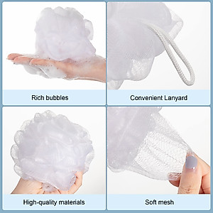 50 Pack Loofah Sponge Bath Sponge Shower Loofah Mesh Shower Ball Bath Pouf Wash Body Puff for Women Men, 30 g (White)