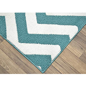 Garland Rug Large Chevron Area Rug, 5 by 7-Feet, Teal/White