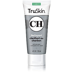 TruSkin Charcoal Cleanser Facial Cleanser – with Activated Charcoal, Reishi Mushroom and Ylang Ylang Blossom – Skin Care Made to Balance, Detoxify, and Cleanse Deeply, 4 fl oz