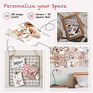 TALLSOCNE Wall Collage Kit Aesthetic Pictures, Pink Room Decor for Teen Girls, VSCO Posters for Bedroom, Dorm Photo Wall Art, Rosy Collage Prints Kits (60 Set 4x6 inch)