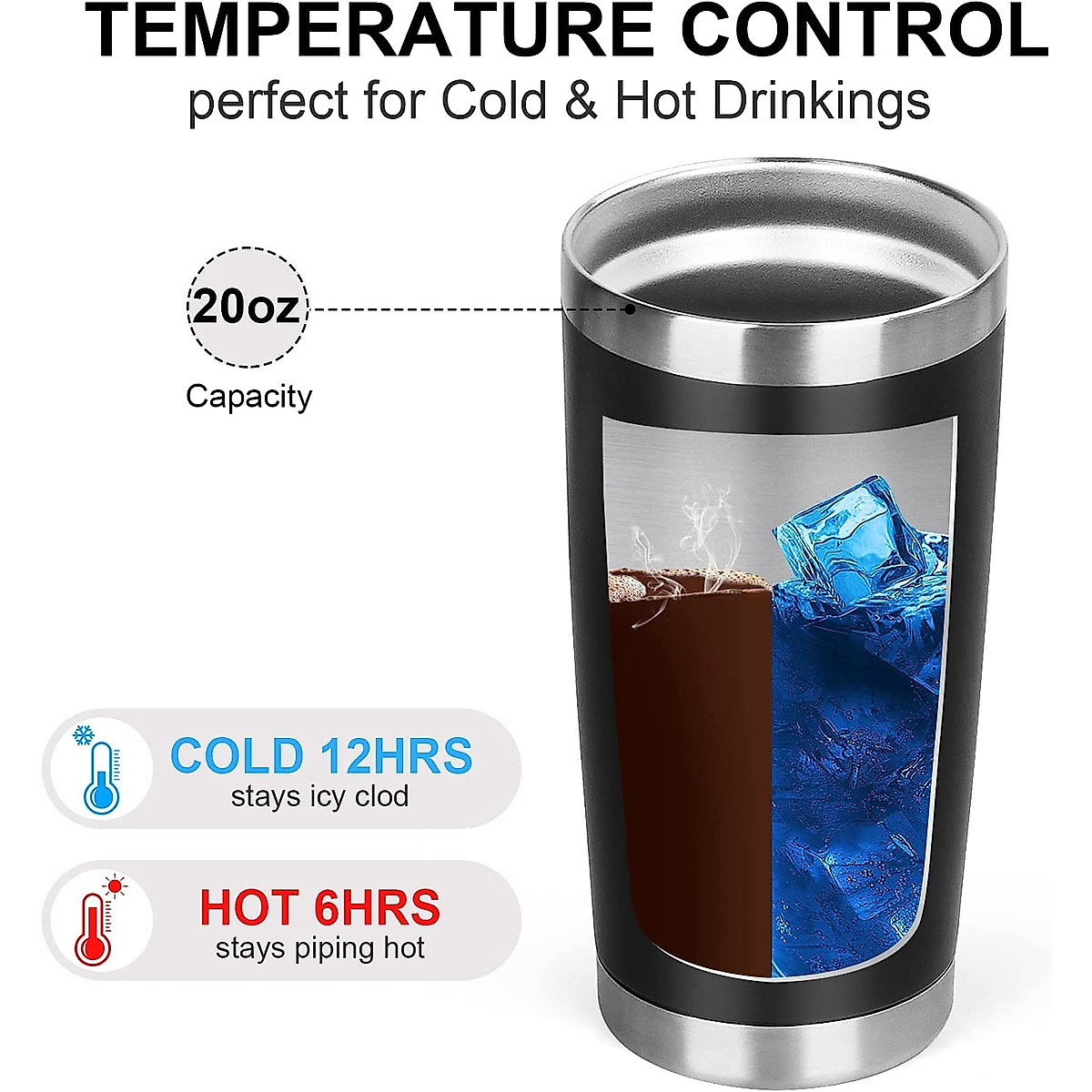 COFOZA Initial Gifts for Woman Men Letter S 20oz Stainless Steel Black Tumbler Cup Monogram Mug Personalized Birthday Graduation Wedding Bridesmaid Groomsman Proposal Engagement Christmas Gift (S)