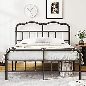 RLDVYA King Bed Frame and Headboard with Footboard, 18 Inch High, Heavy Duty King Size Bed Frame and Headboard, No Box Spring Needed, Under Bed Storage, Easy Assembly, Noise-Free, Black