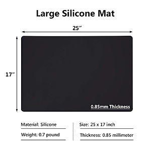 Gartful Silicone Mats for Kitchen Counter, Large Silicone Countertop Protector 25" by 17", Nonskid Heat Resistant Desk Saver Pad, Multipurpose Mat, Placemat, Black